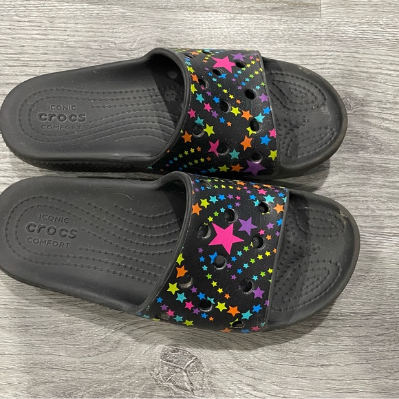 CROCS | Shoes | Crocs Iconic Comfort Star Slides Black Multicolor ...